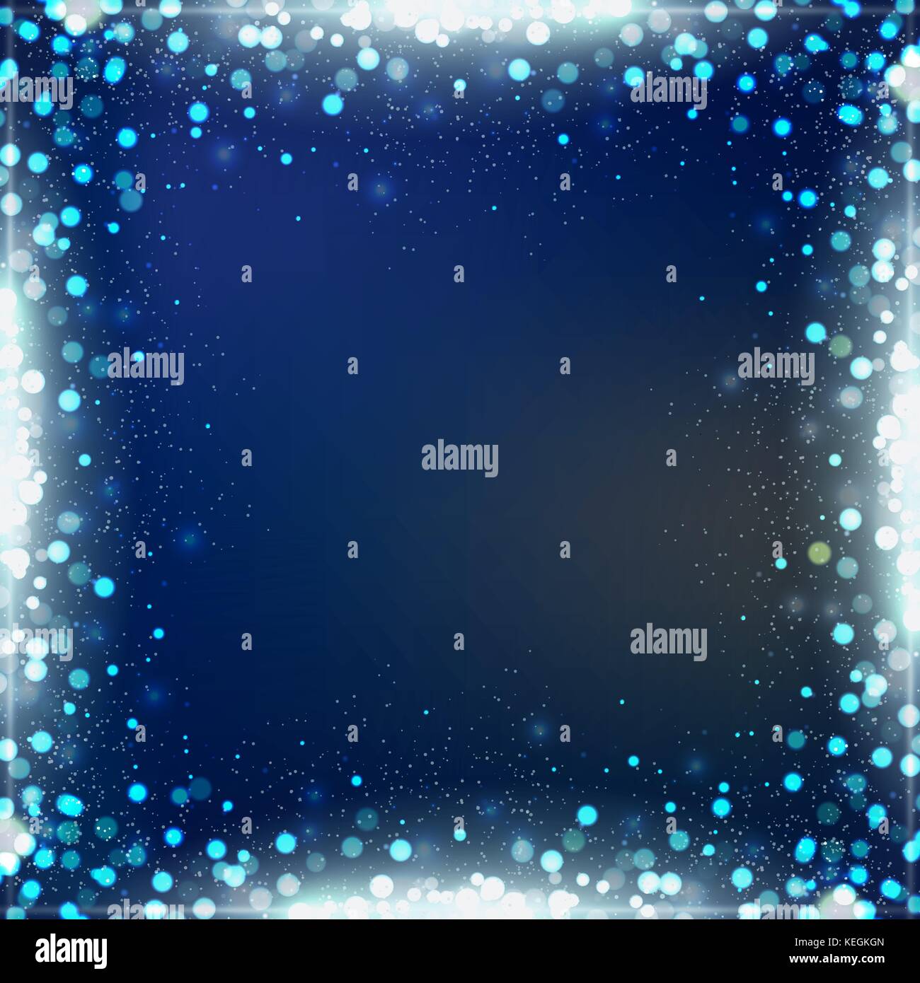 The gradient blue square background with the bokeh border Stock Vector ...