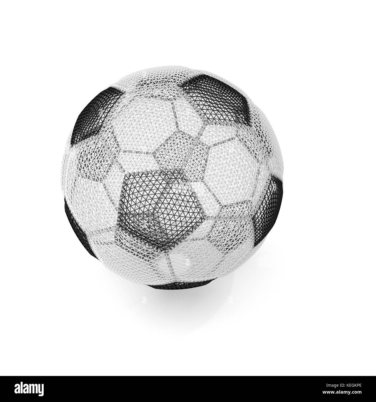 football wireframe black and white on isolated white in 3D rendering ...