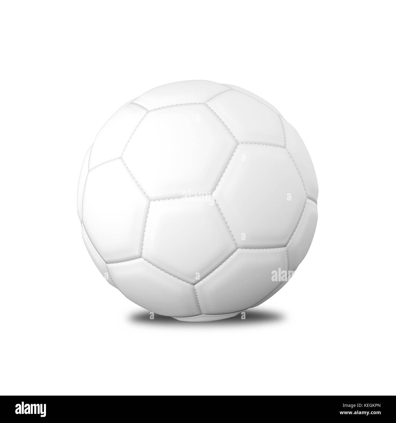 realistic white football or soccer ball on isolated white in 3D ...