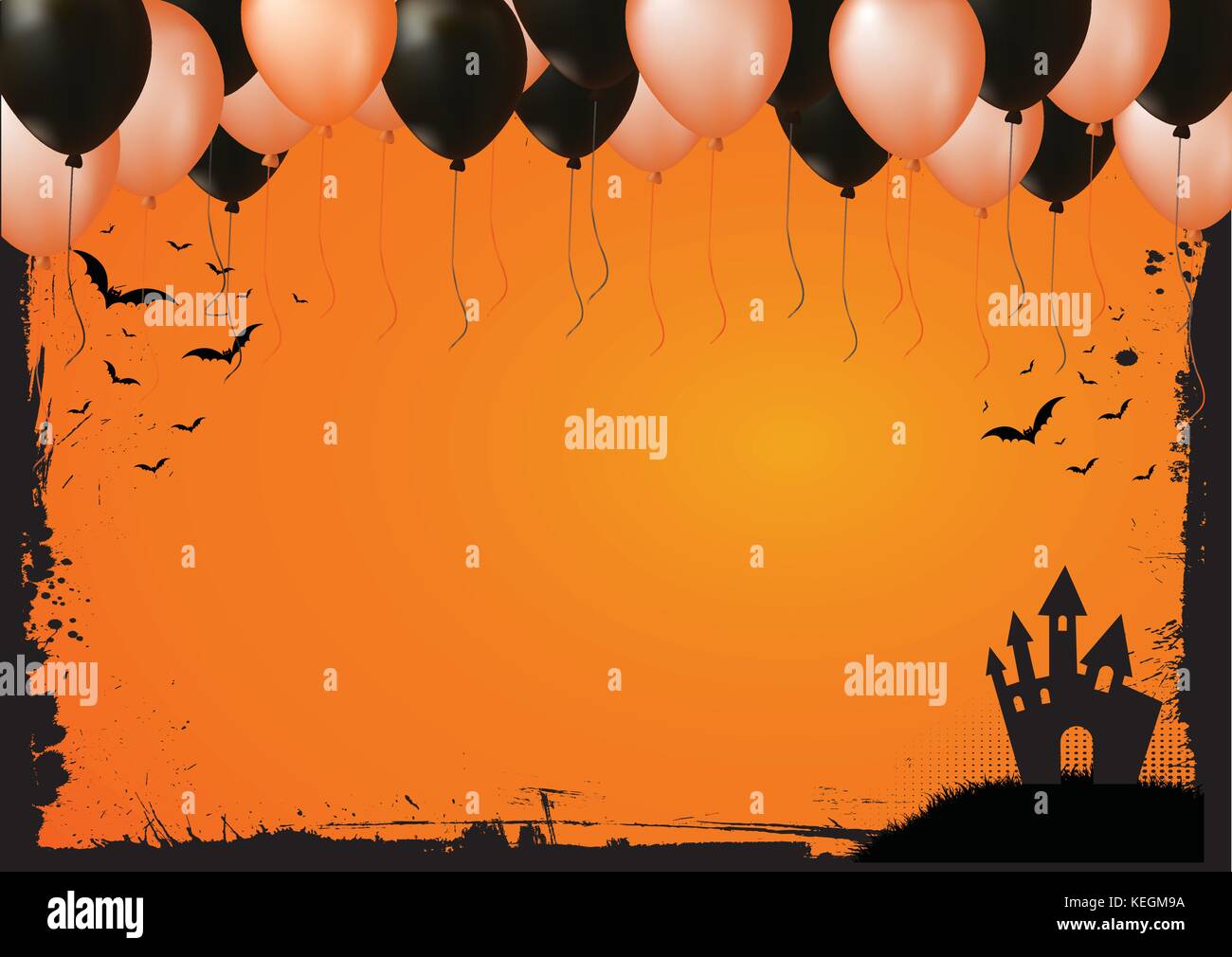 Horizontal Halloween element with border and background template Stock ...
