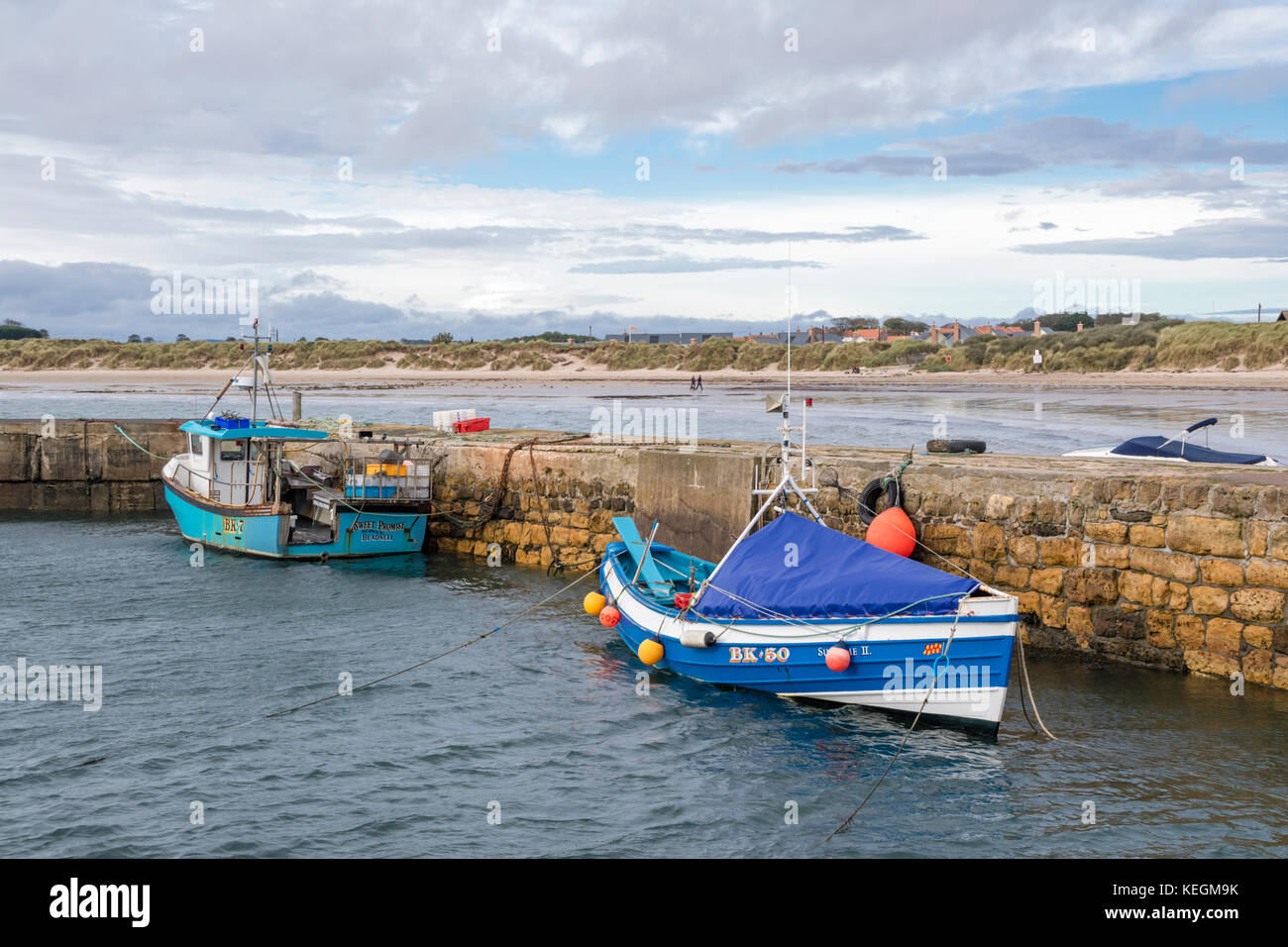 The Northumbrian harbour at Beadnell, Northumberland, England, UK Stock ...