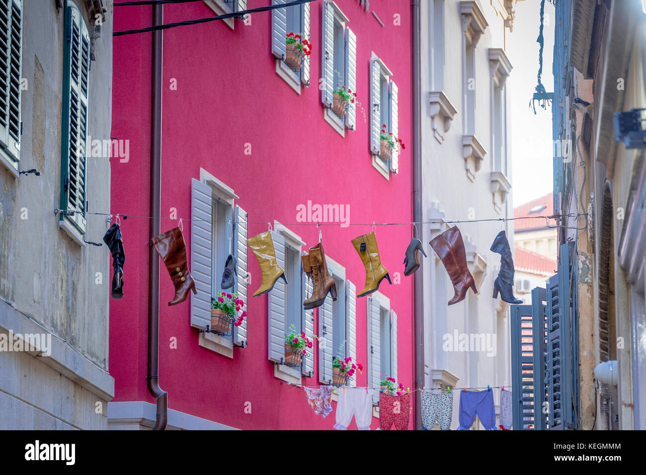Abstract art and colourful homes in Split, Croatia Stock Photo - Alamy