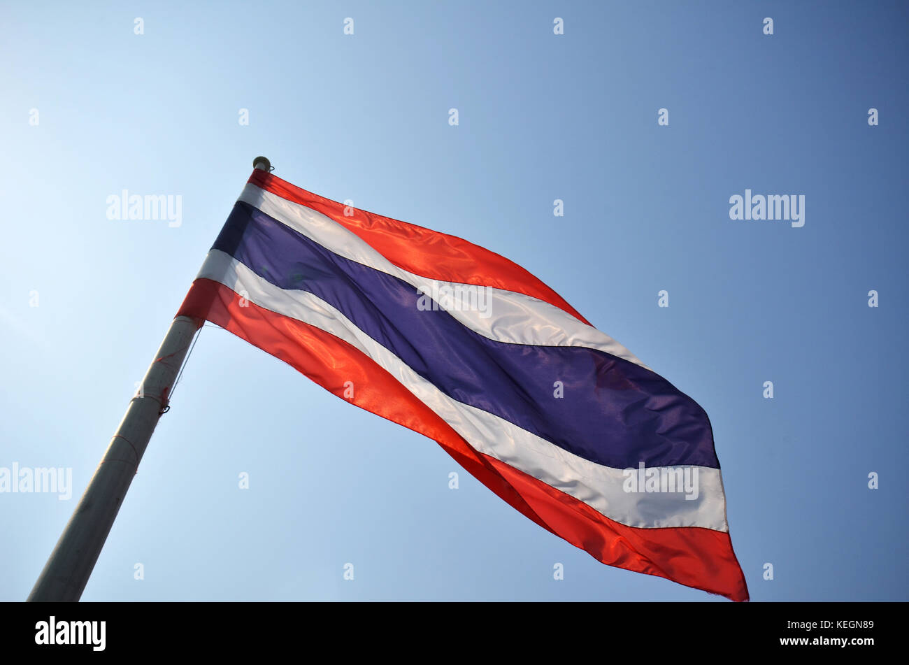Flag of Thailand or Siam in blue sky Stock Photo - Alamy