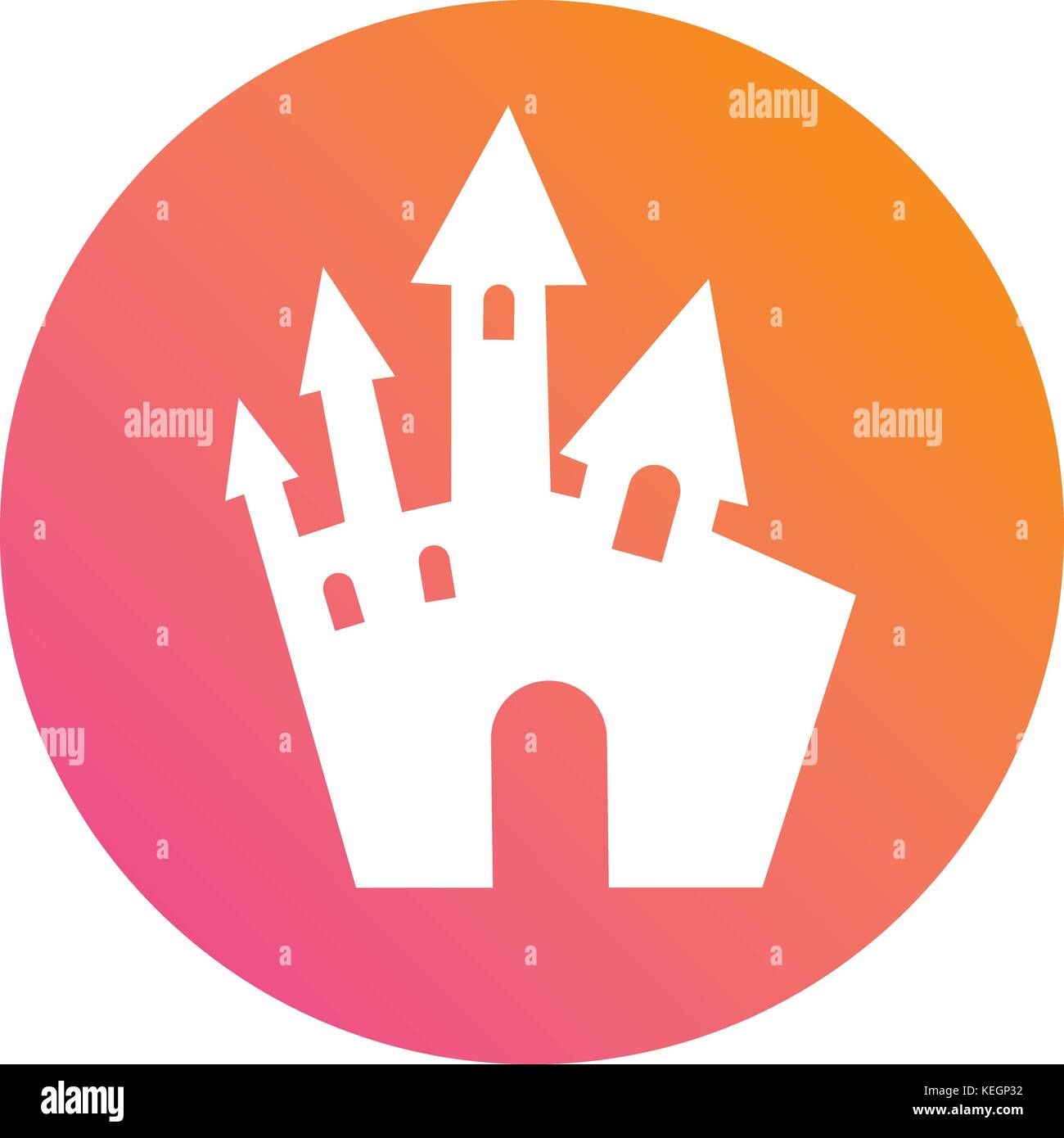 Circle gradient Halloween design element castle building icon Stock ...