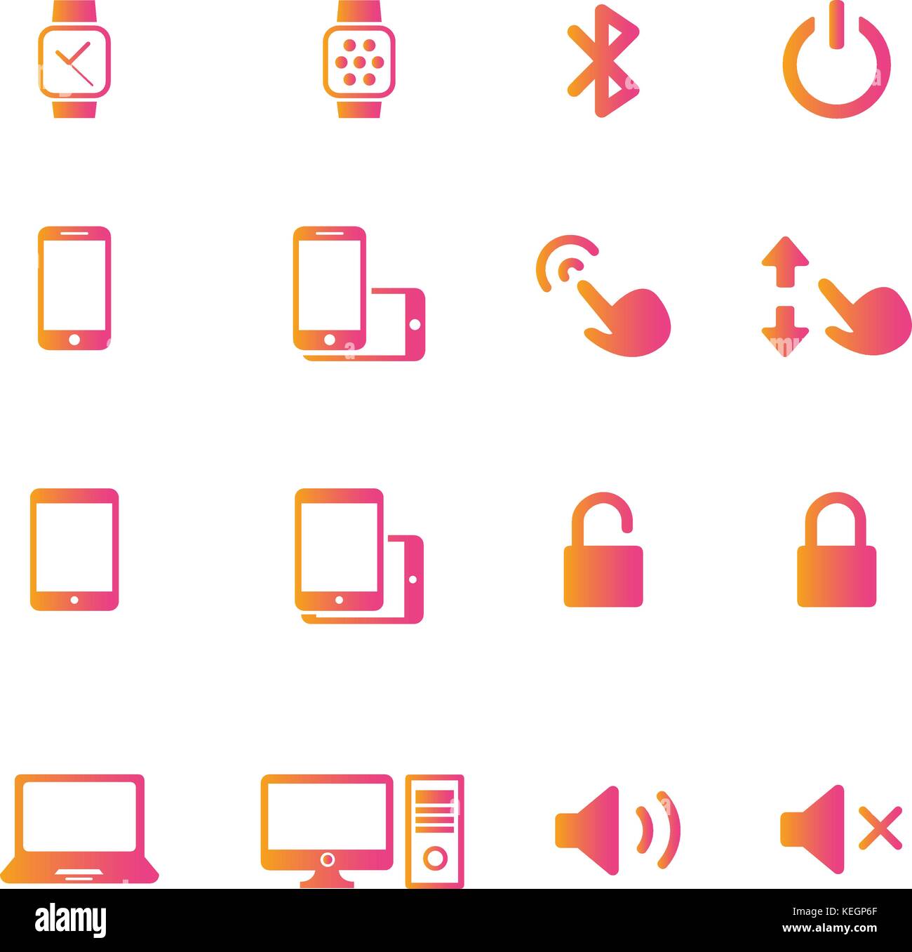The colorful gradient device and design element icon collection Stock ...