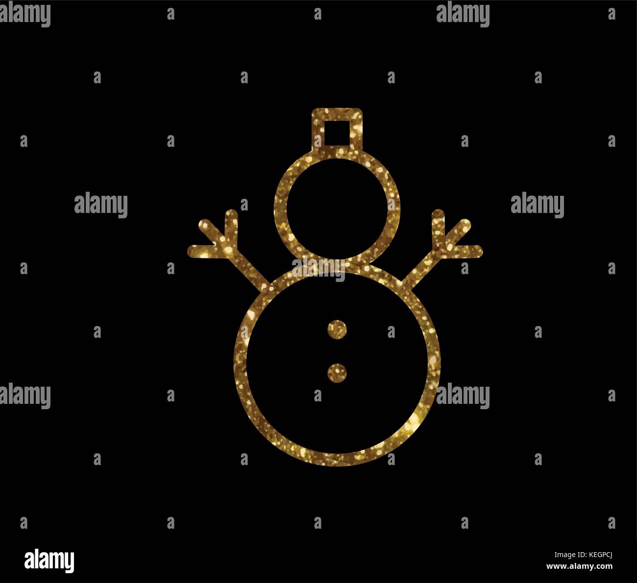 Isolated vector golden glitter Christmas snowman with scarf icon Stock ...