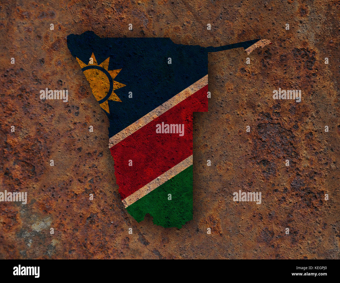 Map and flag of Namibia on rusty metal Stock Photo - Alamy