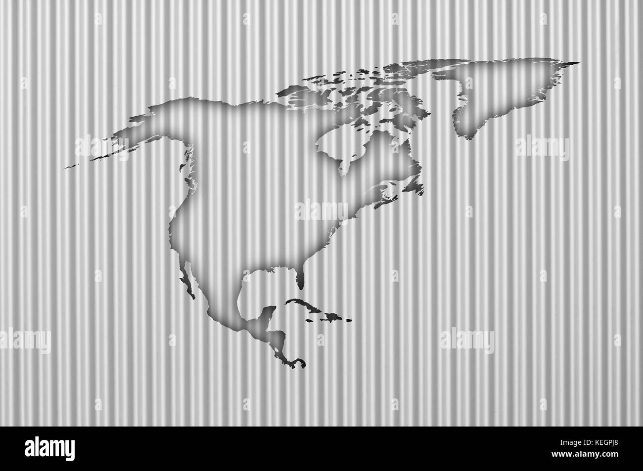 Map of North America on corrugated iron Stock Photo - Alamy