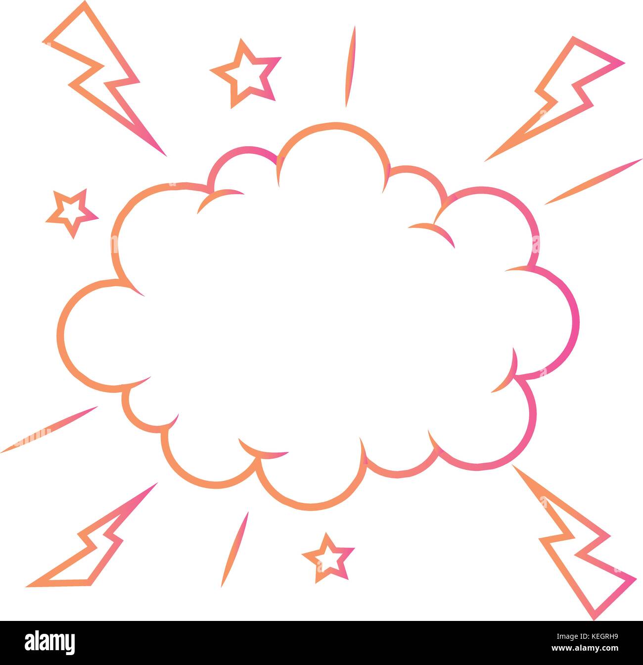 Vector gradient pink to orange comic speech cloud bubbles with star and ...
