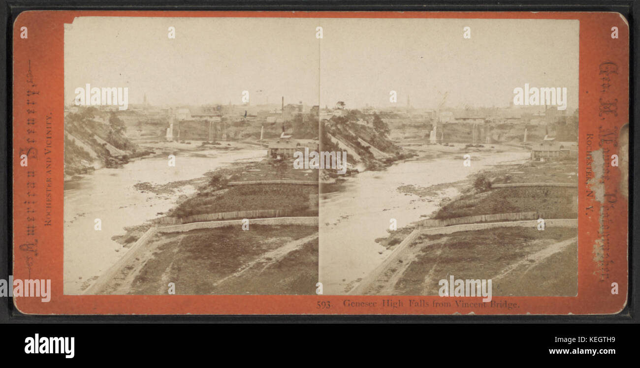 Genesee High Falls and Vincent Bridge, by Monroe, George H. --(Hibbard ...