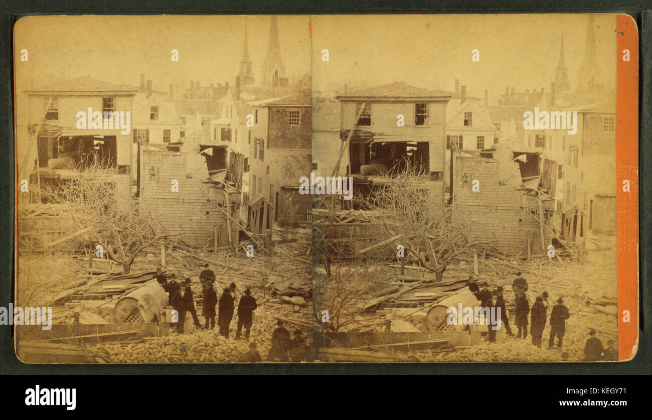 The image captures the aftermath of an explosion, showing extensive ...