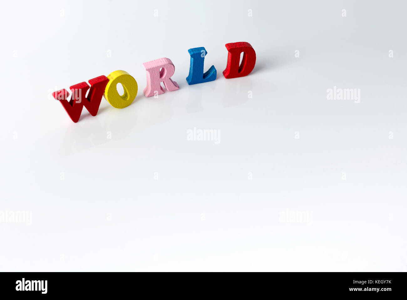 The word of the world on white background from colorful letters Stock ...