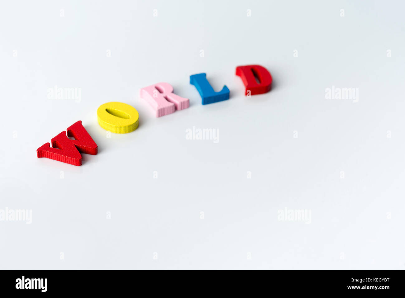 The word of the world on white background from colorful letters Stock ...