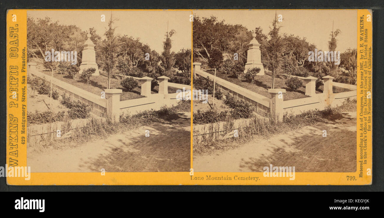 Lone Mountain Cemetery in San Francisco, captured in a stereoscopic ...