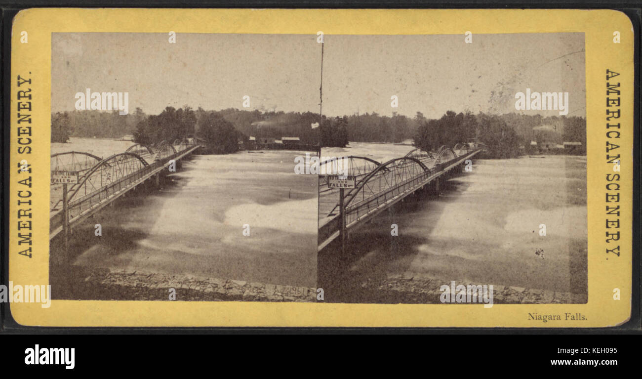 A stereoscopic view of the bridge to Goat Island from the Robert N ...