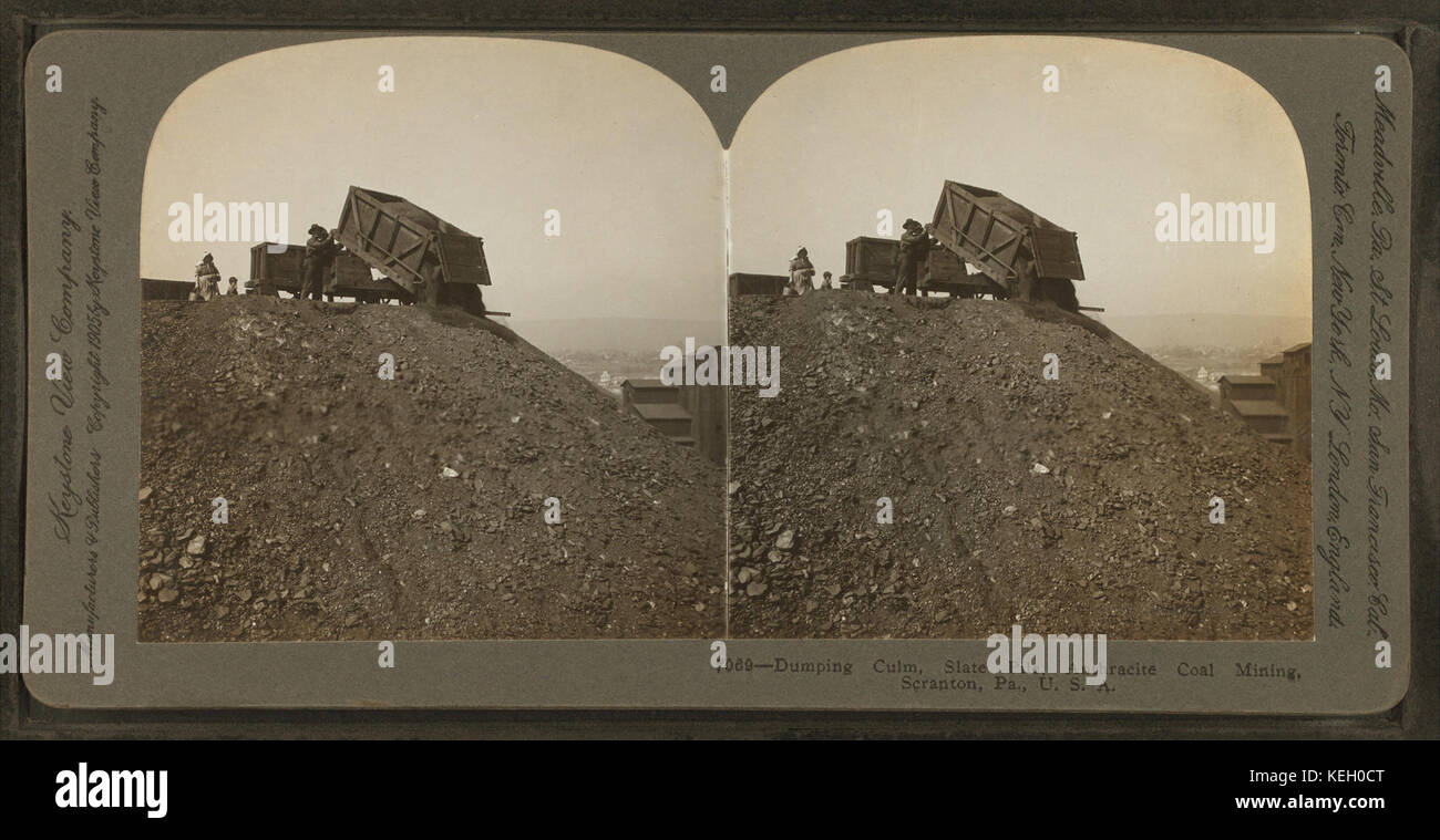 Dumping culm, slate pile, Anthracite Coal Mining, Scranton, Pa., U.S.A ...