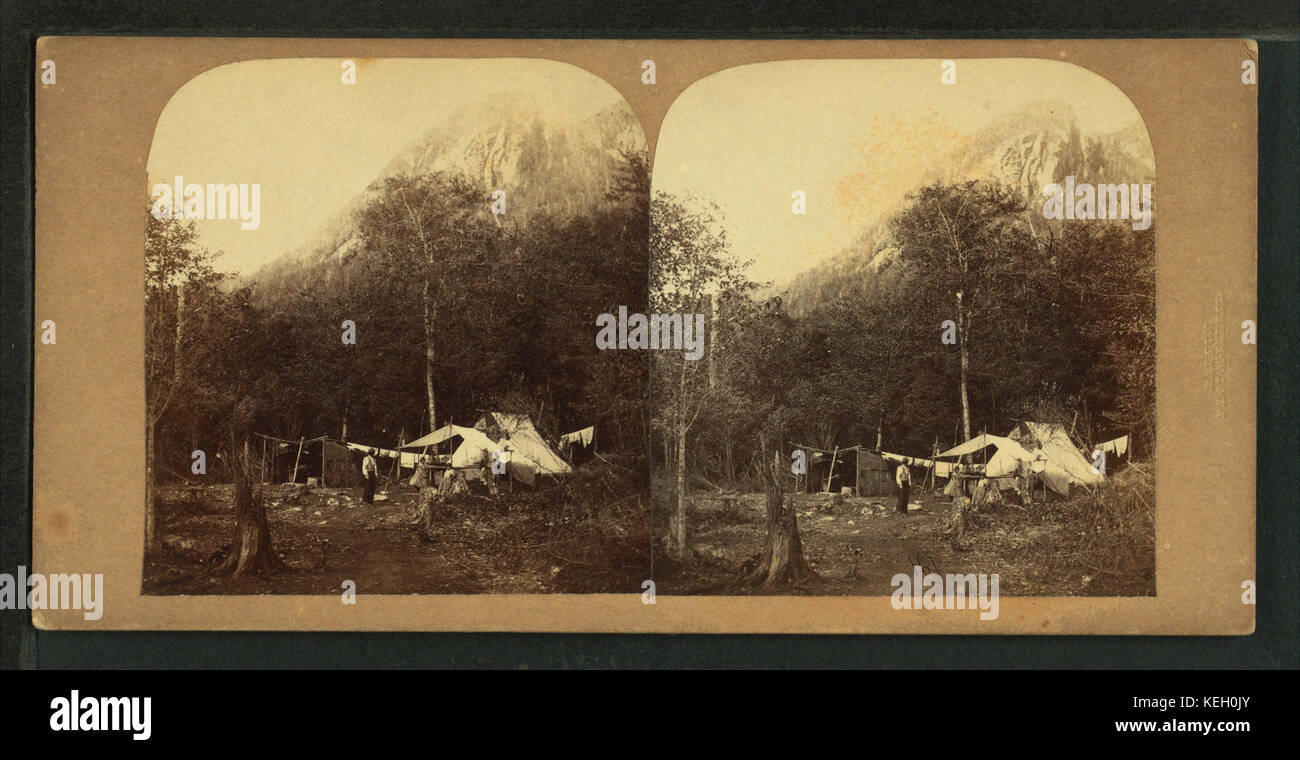 This stereoscopic view of Eagle Cliff in the White Mountains captures ...