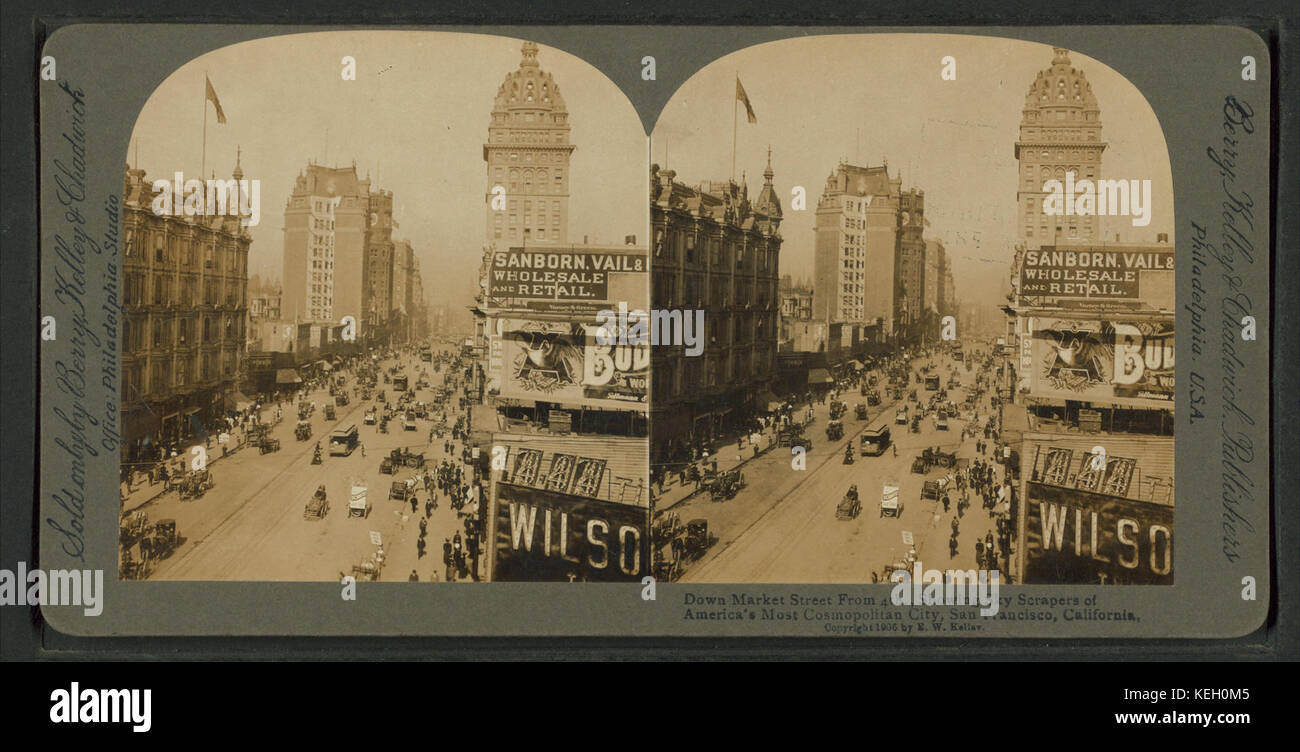 Dowm Market Street, from 4th, showing skyscrapers of America's most ...