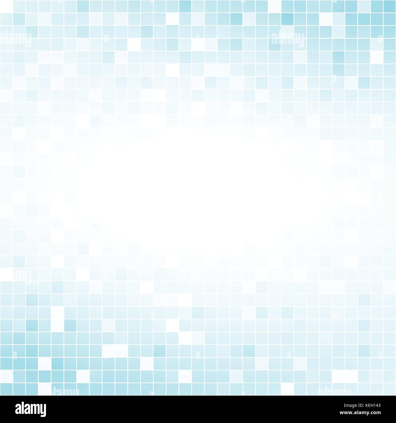 Light blue square grid mosaic background with white color in center ...