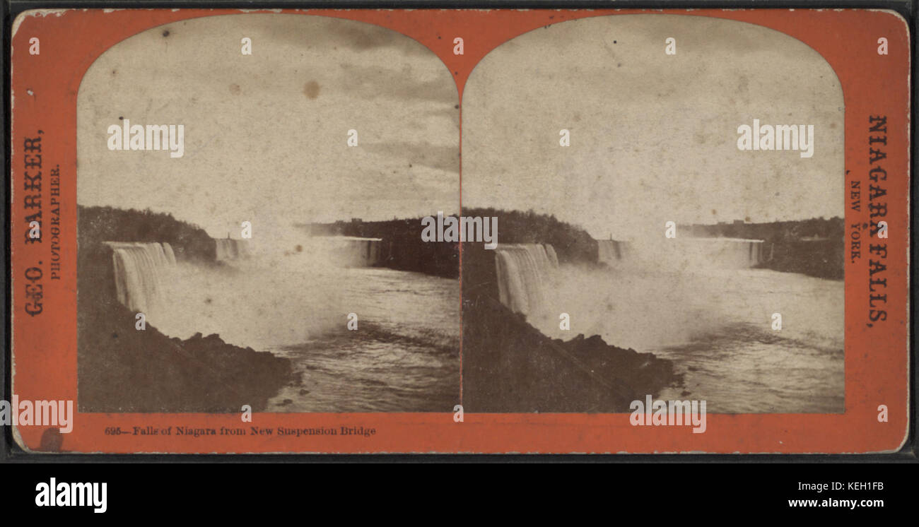 Falls of Niagara from new suspension bridge, by Barker, George, 1844 1894 Stock Photo - Alamy