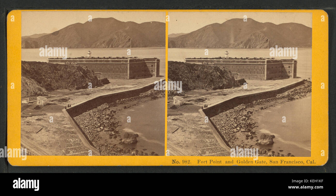 This image captures the view of Fort Point and the Golden Gate in San ...
