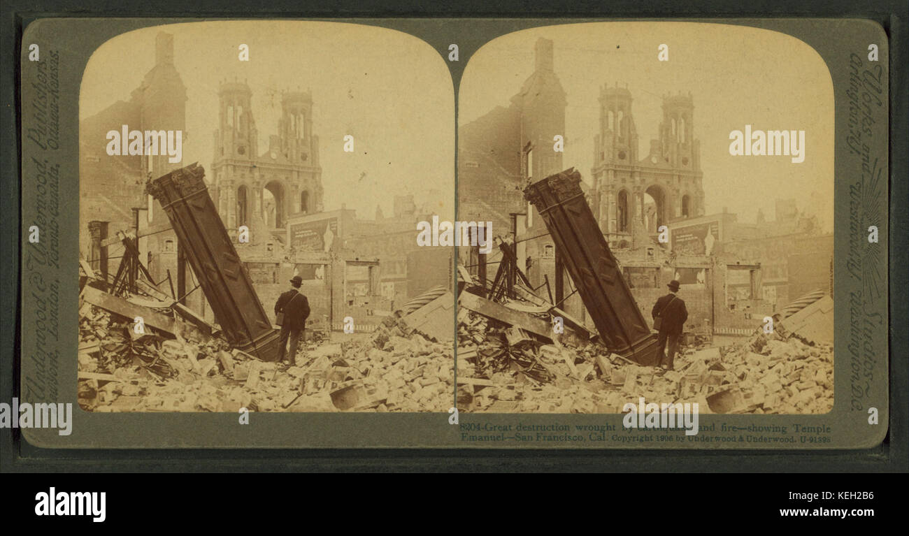 Great destruction brought by earthquake and fire, showing Temple ...