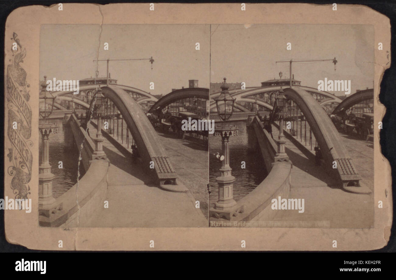 Harlem Bridge with draw open, New York, from Robert N. Dennis ...