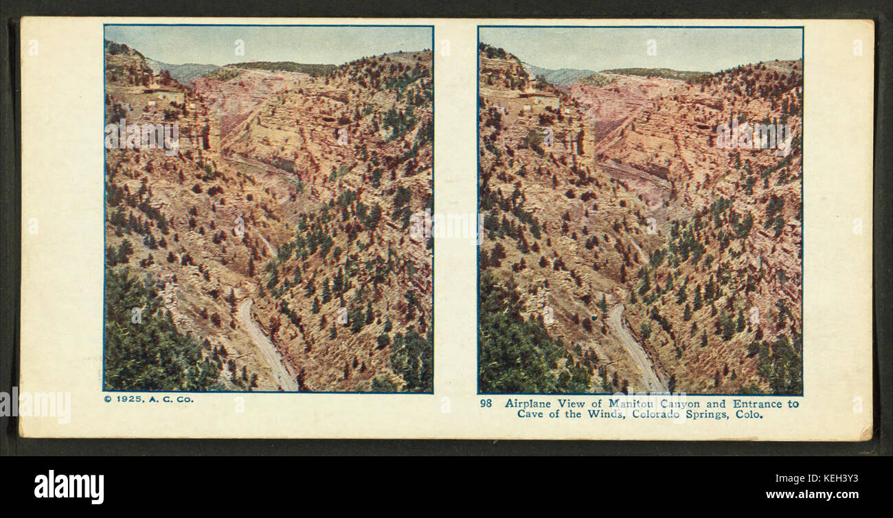 Airplane view of Manitou Canyon and entrance to Cave of the Winds ...