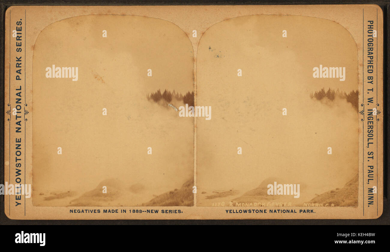 A photograph taken by Truman Ward Ingersoll of Monarch Geyser in Norris ...