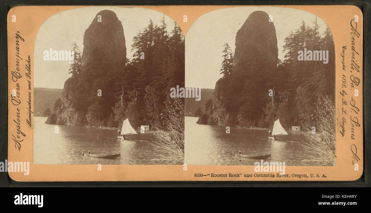 'Rooster Rock' and Columbia River, Oregon, from Robert N. Dennis ...