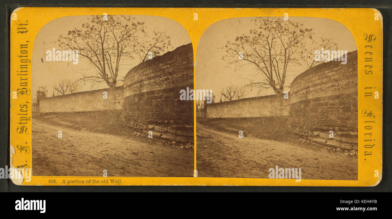 This stereoscopic view shows a portion of an old wall, preserved in the ...