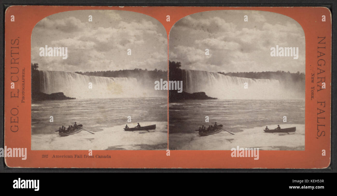 American Fall from Canada, by Curtis, George E., d. 1910 2 Stock Photo ...