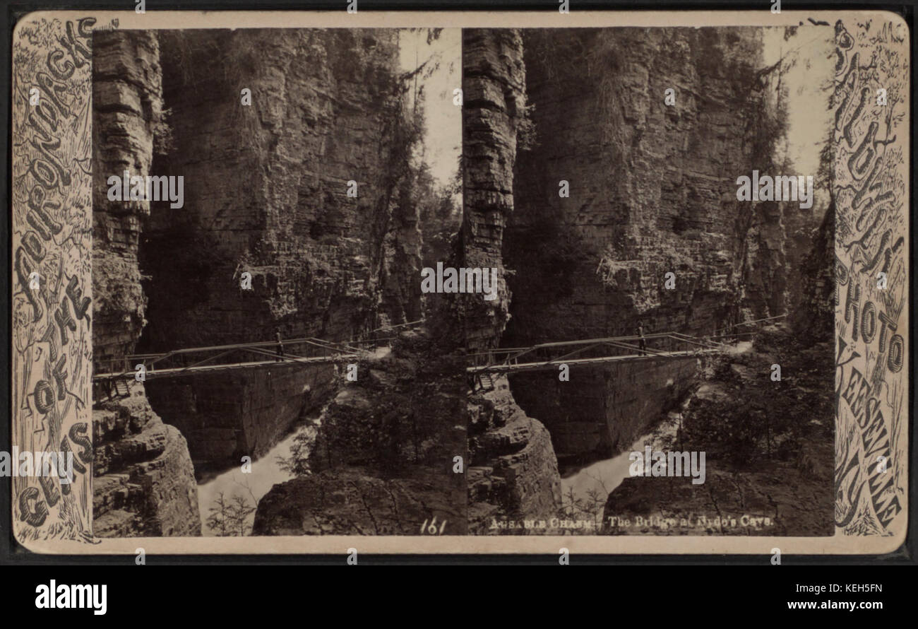 Ausable Chasm. The bridge at Hyde's Cave, by G. W. Baldwin Stock Photo ...