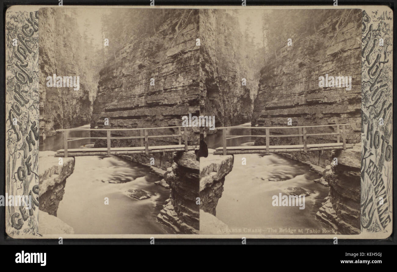 Ausable Chasm. The bridge at Table Rock, by G. W. Baldwin Stock Photo ...