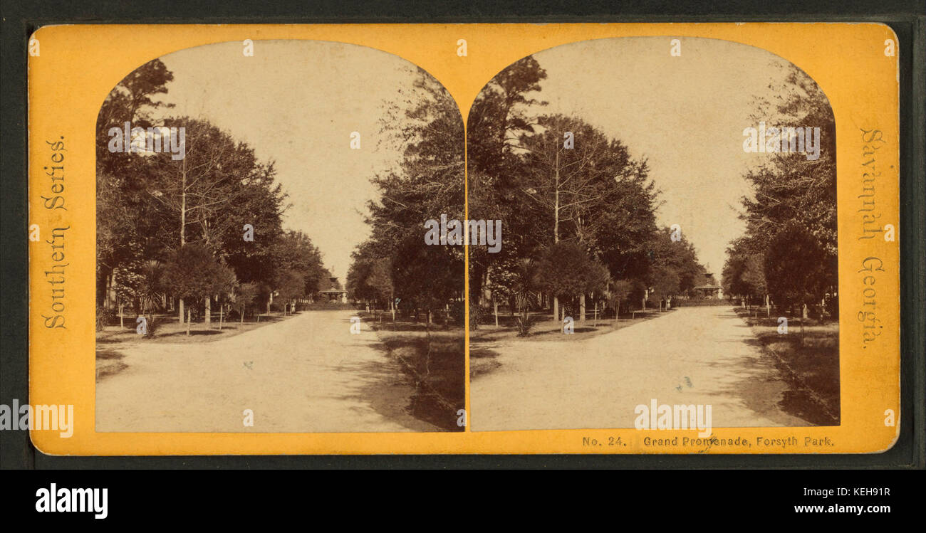 Grand Promenade, Forsyth Park, from Robert N. Dennis collection of ...