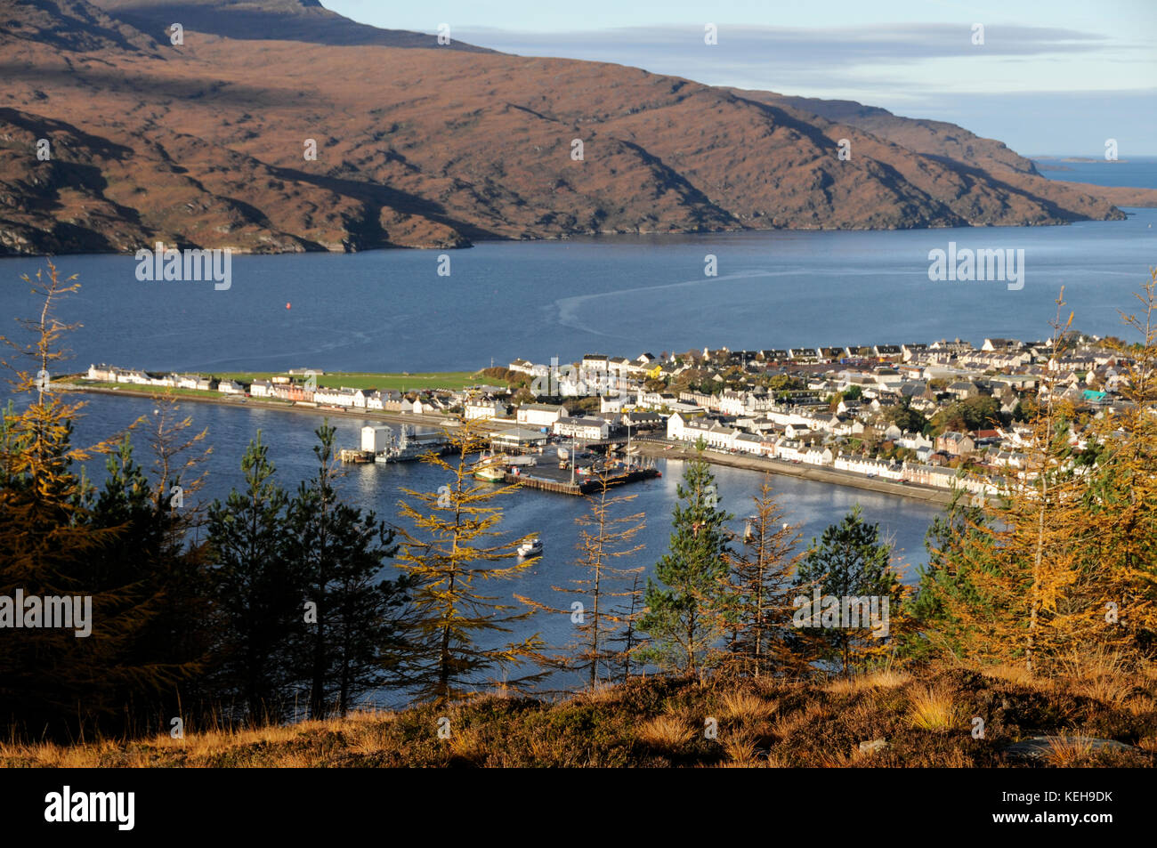 A view of Loch Bloom and Ullapool in Wester Ross, northwest Scotland ...