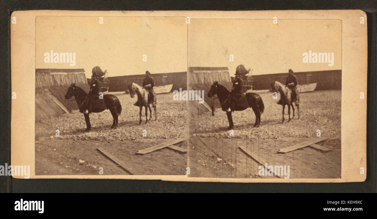 Inside Fort Rogers, (showing men on horseback), from Robert N. Dennis ...