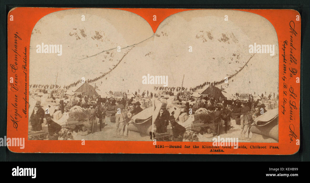 Bound for the Klondike gold fields, Chilkoot Pass, Alaska, by Keystone ...
