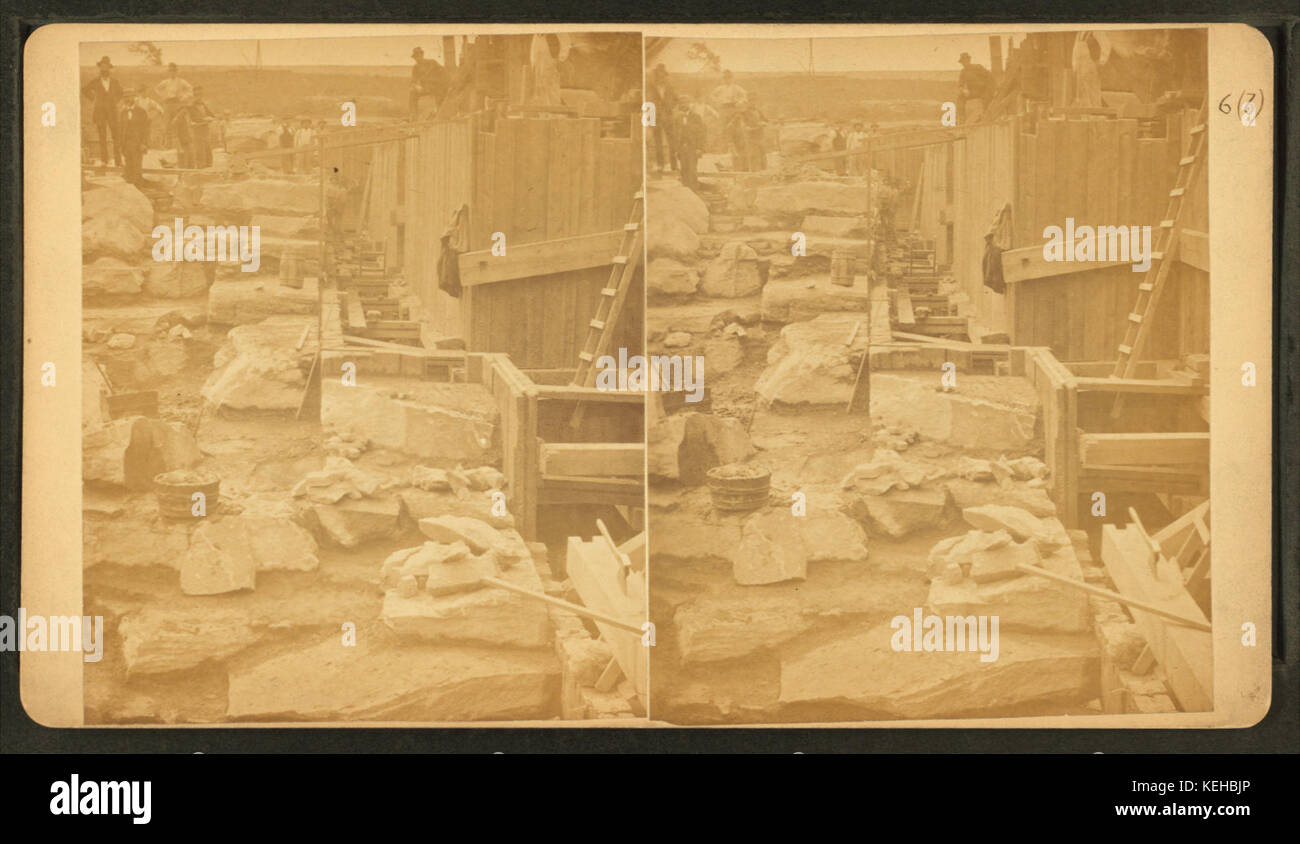 Boston water works, Sudbury River Conduit, Sept. 1876, Dam III, Rubble ...