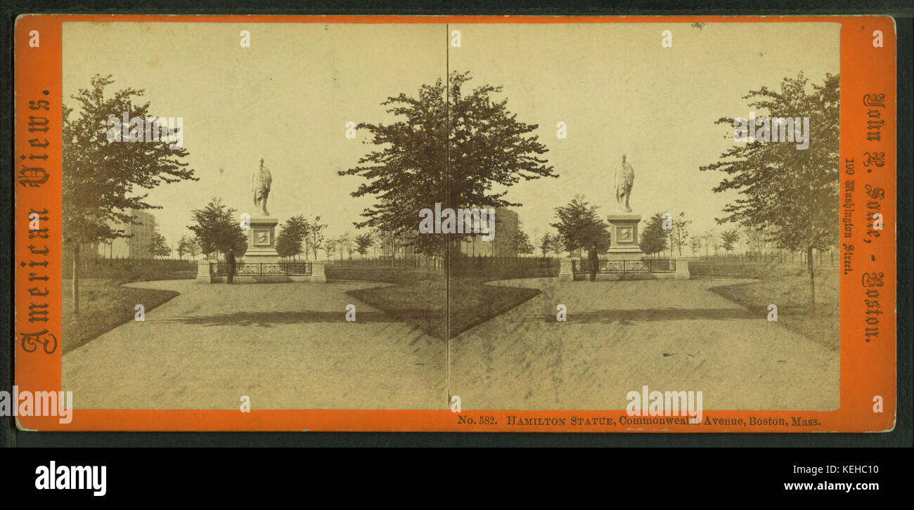 A statue of Alexander Hamilton, located on Commonwealth Avenue in ...