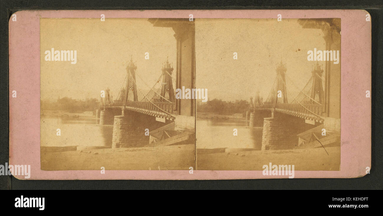 Cincinnati bridge, by Cremer, James, 1821 1893 Stock Photo - Alamy