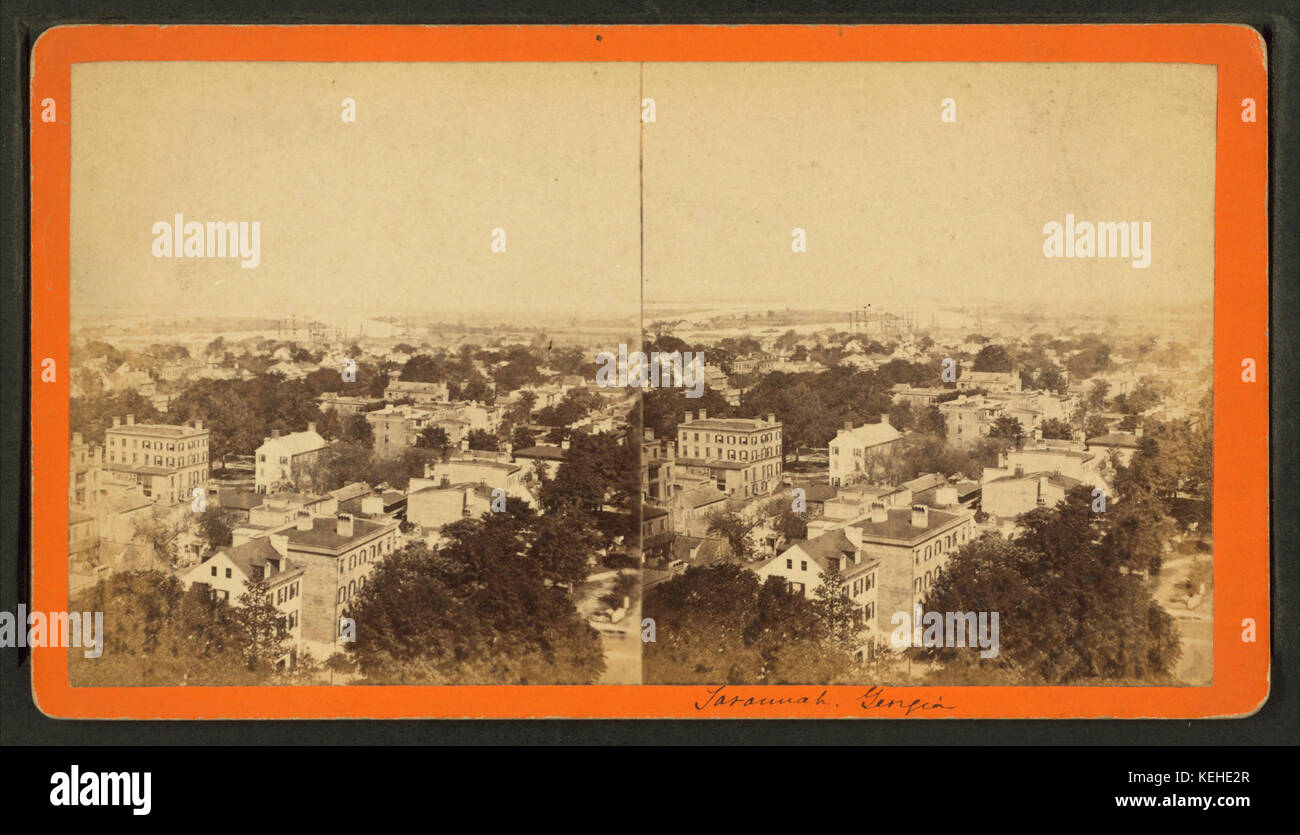 Bird's eye view of Savannah, Ga, by Havens, O. Pierre, 1838 1912 Stock ...