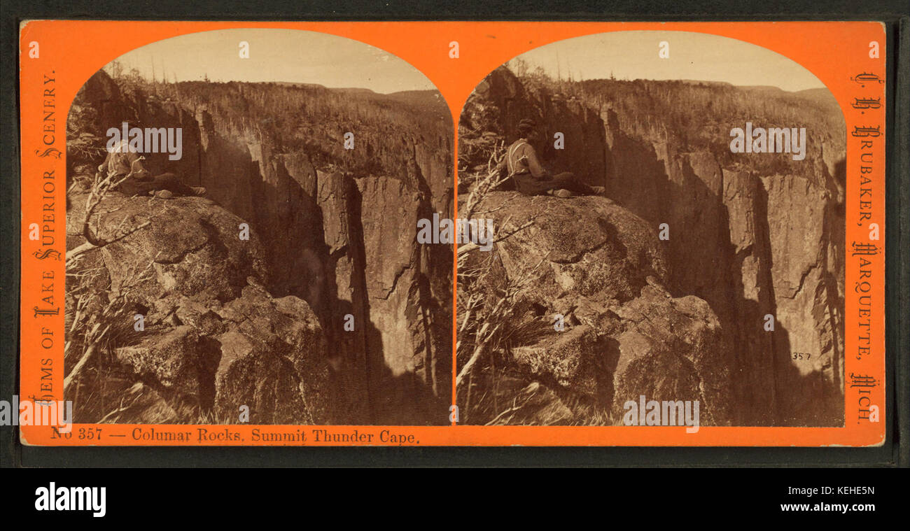 Columar Rocks, summit, Thunder Cape, by Childs, B. F Stock Photo - Alamy