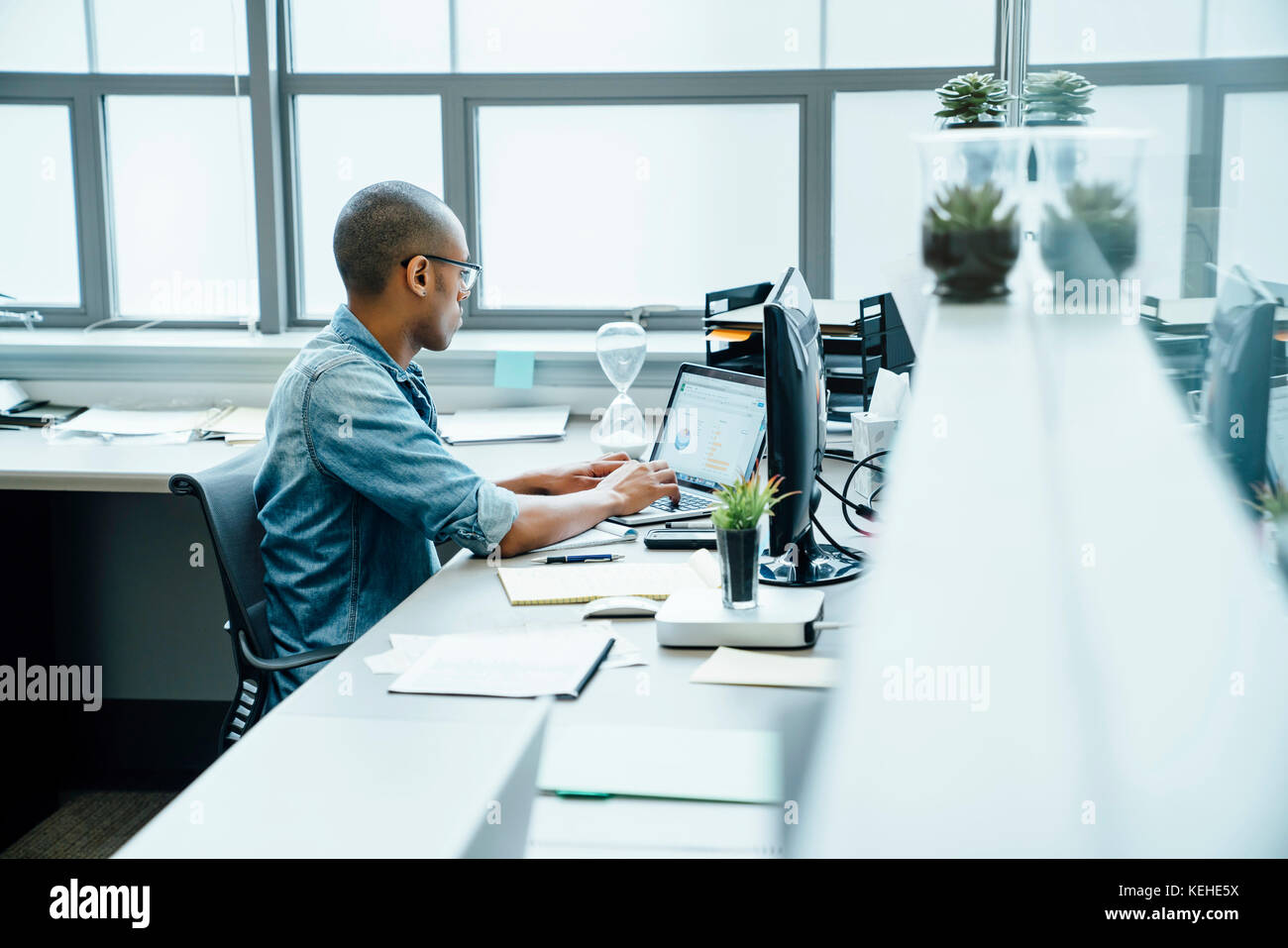 African american businessman typing using hi-res stock photography and ...