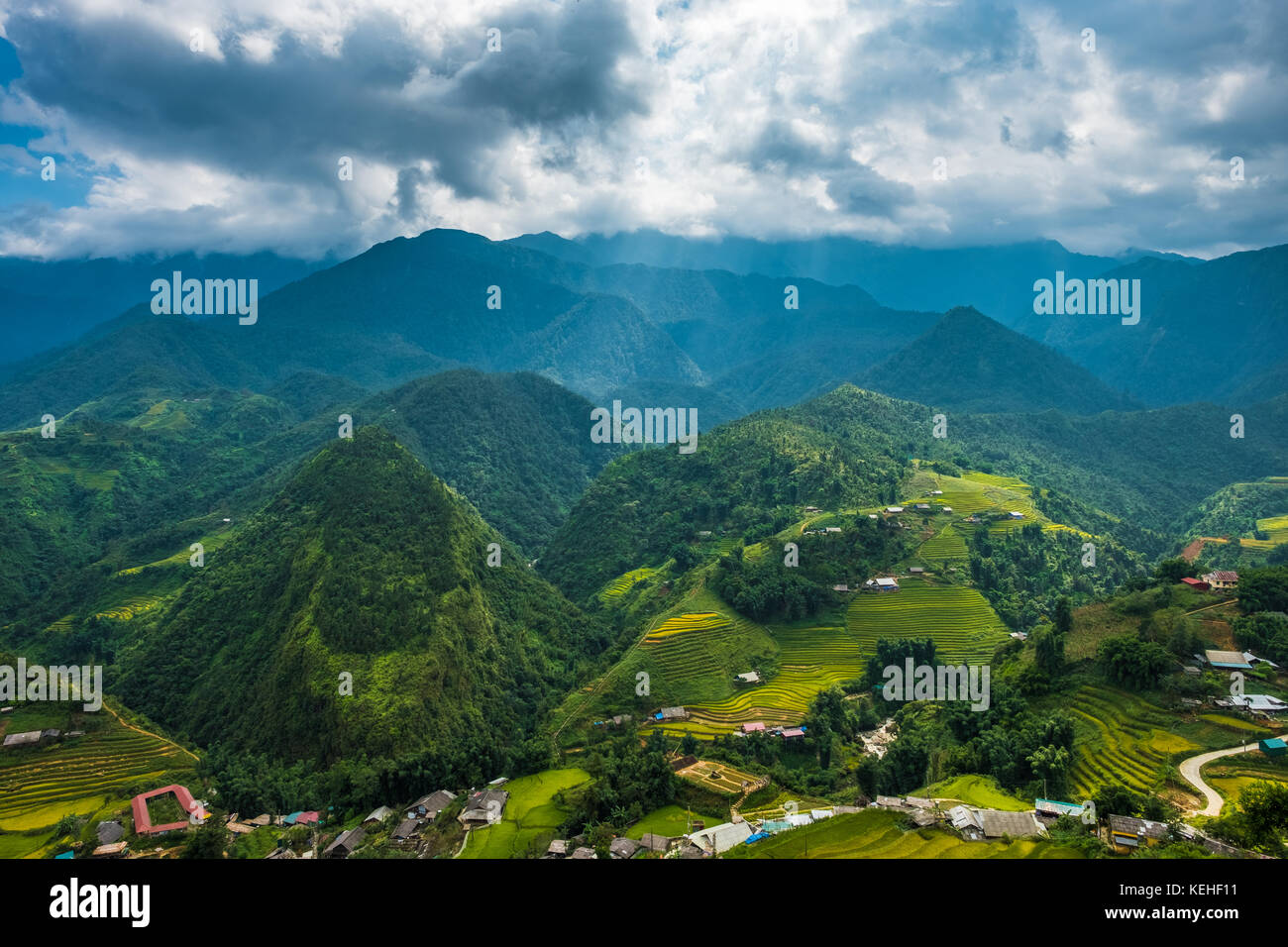 Beautiful landscape rice terrace field mountains in Sapa, Vietnam Stock ...