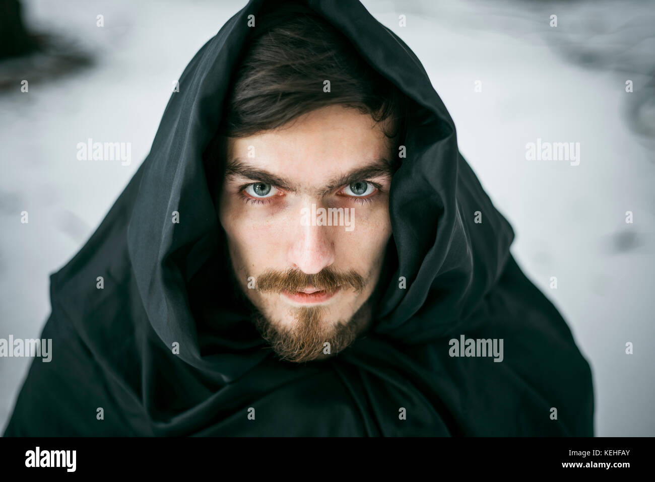 Caucasian man with beard wearing robe in winter Stock Photo - Alamy