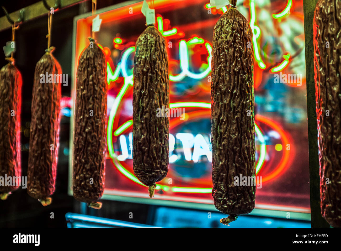 Meat neon sign hi-res stock photography and images - Alamy