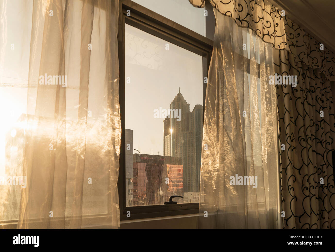 Scenic view of city from window Stock Photo - Alamy