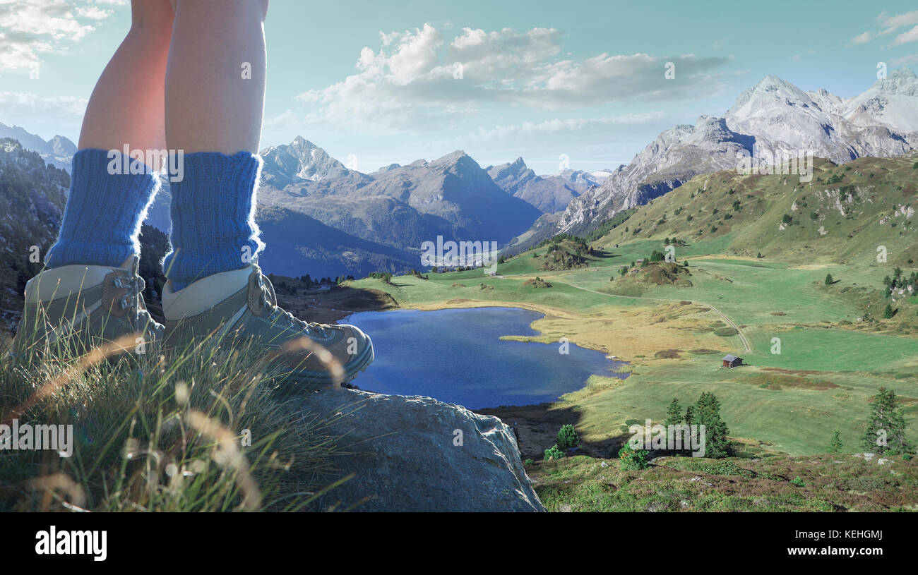 Woman standing over stone hi-res stock photography and images - Alamy