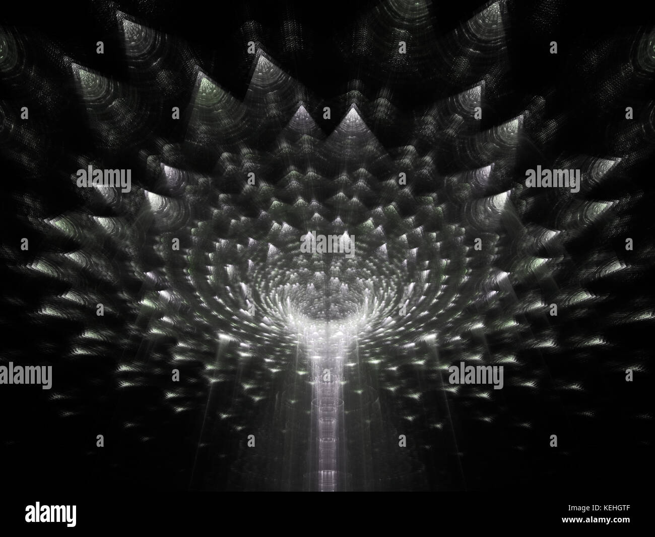 An intense energy beam is emitted by a strange spacecraft Stock Photo ...